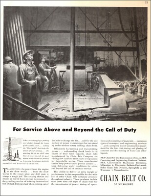 1943 WW2 AD CHAIN BELT Co. of Milwaukee , Transmitting Power , Nice Art ...