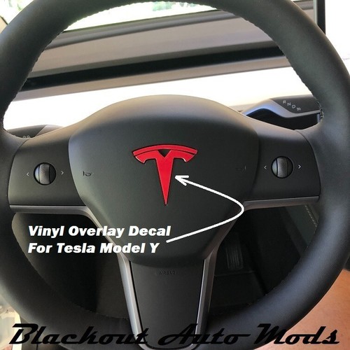 RED Steering Wheel Emblem Decal For Tesla Model Y | eBay