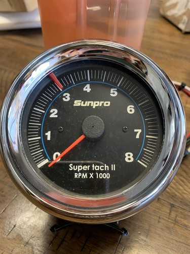 VTG SUN SUNPRO SUPER TACHOMETER II 8,000 RPM BRACKET BLUE LINE CHROME ...