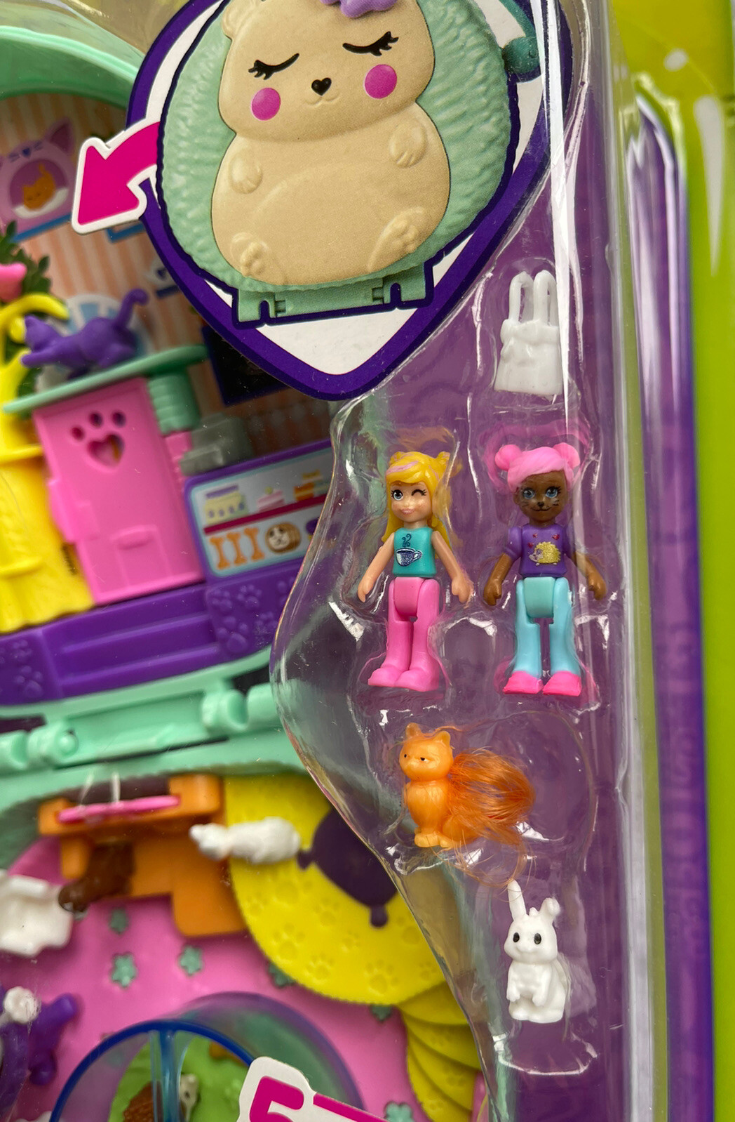 Polly Pocket Hedgehog Cafe Compact w/Handle Pet Theme Micro Doll ...