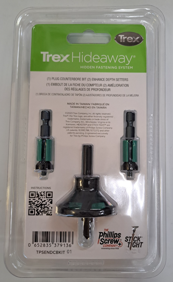 TREX HIDEAWAY ENHANCED DECKING AND FASCIA PLUG SYSTEM COUNTERBORE TOOL ...
