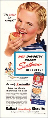 1948 Vintage AD for BALLARD Oven Ready Biscuits ' She Baked 'em herself ...