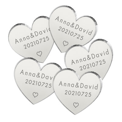Personalised Mini Heart Tokens Wedding Favours Mr Mrs Decoration Custom ...