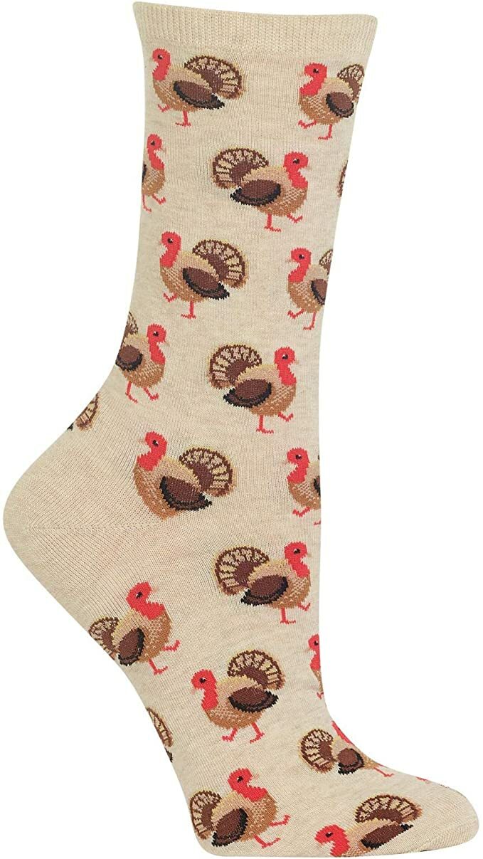 Thanksgiving Turkey Socks Natural Hot Sox Women's Crew Sock Shoe Size 4 ...