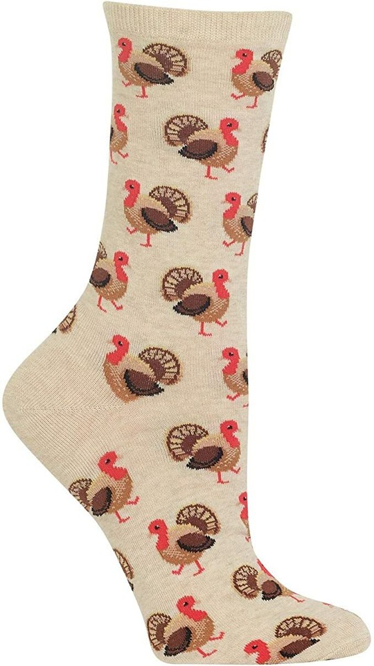 Thanksgiving Turkey Socks Natural Hot Sox Women's Crew Sock Shoe Size 4 ...