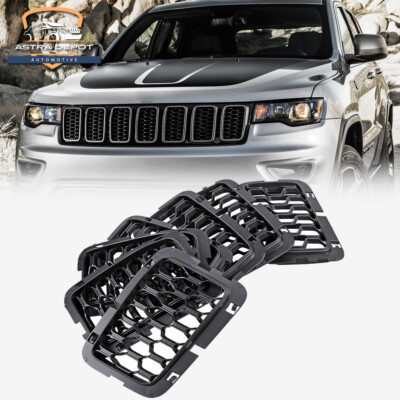For 2017-2021 Jeep Grand Cherokee Matte Black Front Mesh Honeycomb ...