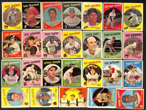 1959 Topps GOOD avg lot of 57 diff baseball cards vy low grade BV$504 ...
