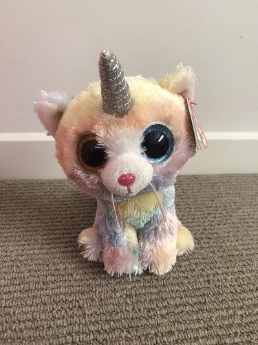 Heather TY Unicorn Cat - Beanie Boo With Horn Rainbow Plush Soft Toy ...