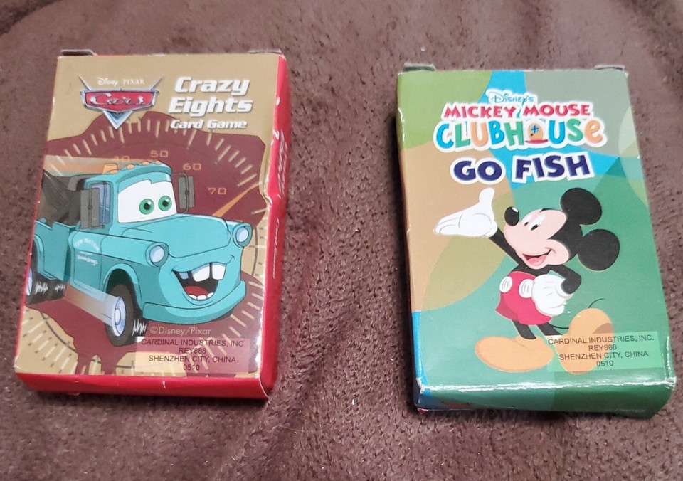 Vintage Disney Pixar Cars Movie Crazy Eights And Mickey mouse Go Fish ...
