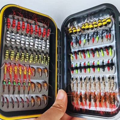 24-120Pc Wet Dry Nymph Fly Fishing Lure Set Fake Flies for Trout ...