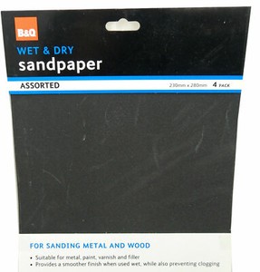 B&Q Wet & Dry Sandpaper Assorted For Sanding Metal & Wood 230 x 280mm 4 ...