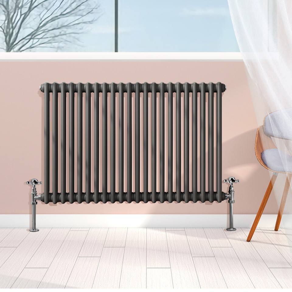 Traditional Cast Iron Style Horizontal Radiator Anthracite 2 Column ...