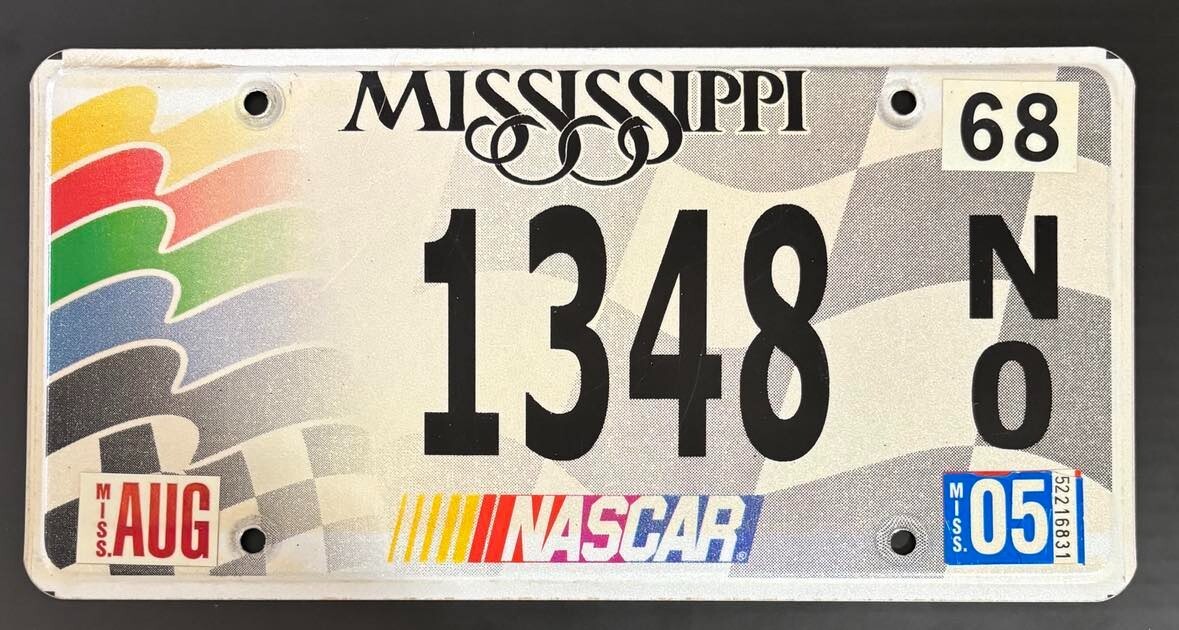 Mississippi 2005 NASCAR GRAPHIC License Plate # 1348 NO | eBay