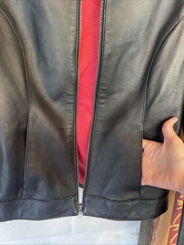 Stunning Hailey Bieber Hurley Moto Leather Jacket Satin Lined | eBay