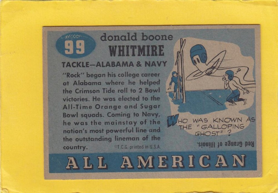 1955 Topps All American #99 Don Whitmire Alabama, Navy VG/EX # 25634 | eBay