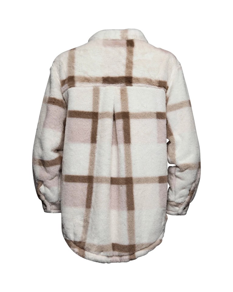 DIXXON Flannel Womens Dusty Rose Cream Brown Pink Long Sherpa Fleece Shacket | eBay