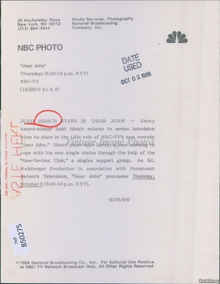 1988 Photo Emmy Award-Winner Judd Hirsch Stars In Comedy Series Dear ...