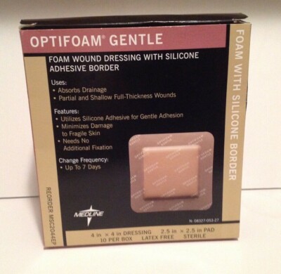 Optifoam Gentle Ag Silver Wound Dressing 4" x 4" (Box of 10) Medline ...