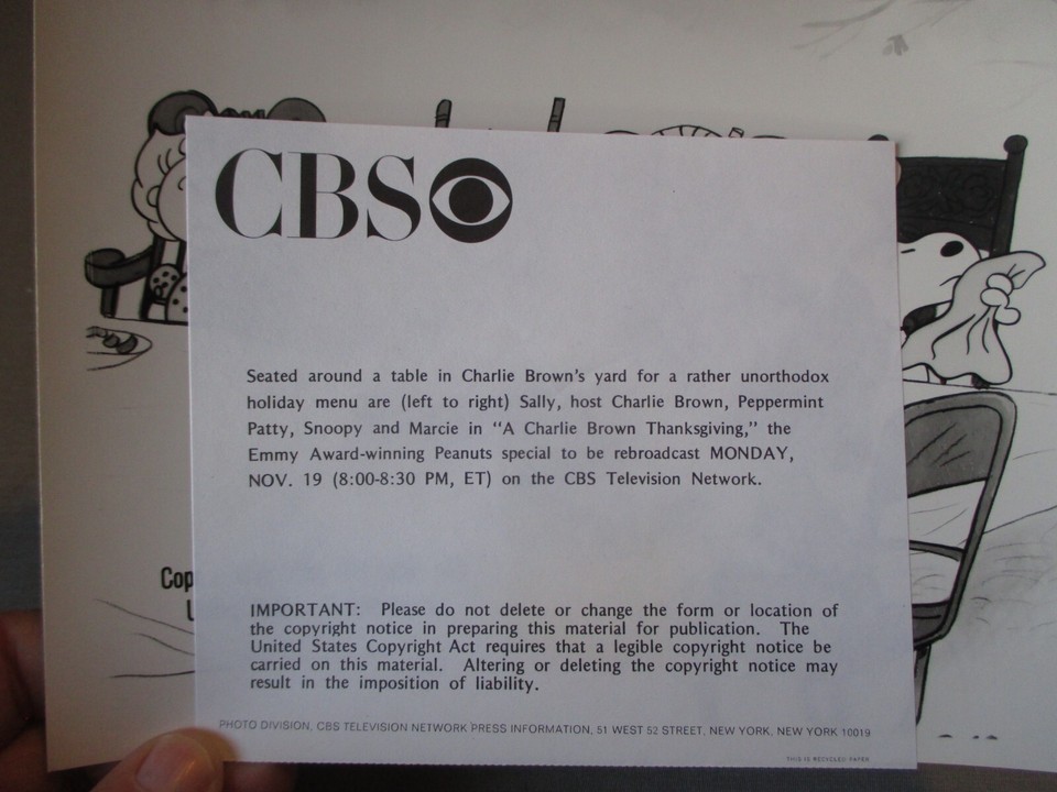 12- ORG- PEANUTS SCHULZ- CBS TV SHOW PREMIERE PROMO PHOTOS-CHARLIE ...