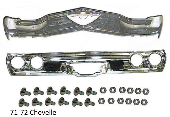 71 72 Chevelle Chrome Bumper Front + Rear + Bolts Kit Malibu *IN STOCK ...