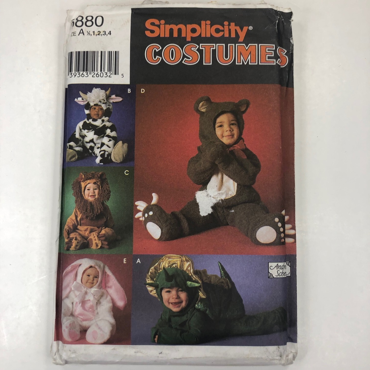 Simplicity 5880 Costumes Cow Lion Bunny Bear Dino Uncut Toddler | eBay