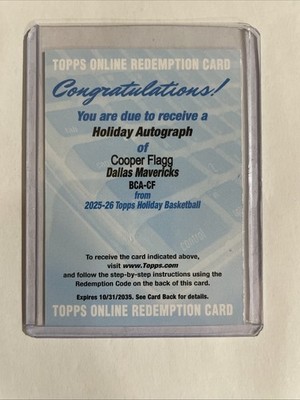 NBA Topps Redemption Holiday Autograph Card Cooper Flag | eBay