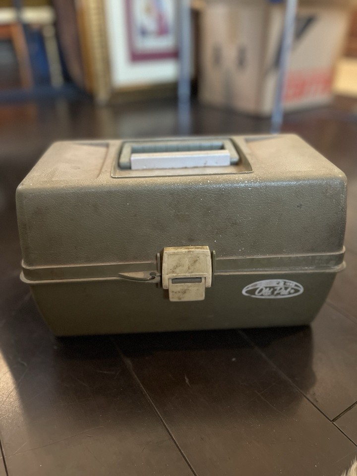 Vintage Tiered Old Pal Tackle box FULL of Lures Accessories Gear Hooks ...