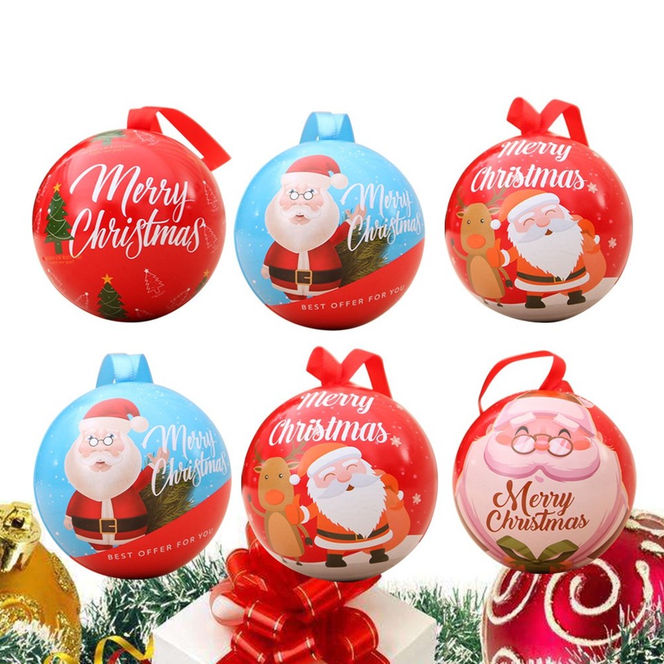 6 Pcs Christmas Candy Boxes Ball Shaped Small Gift Boxes Hanging Decors ...