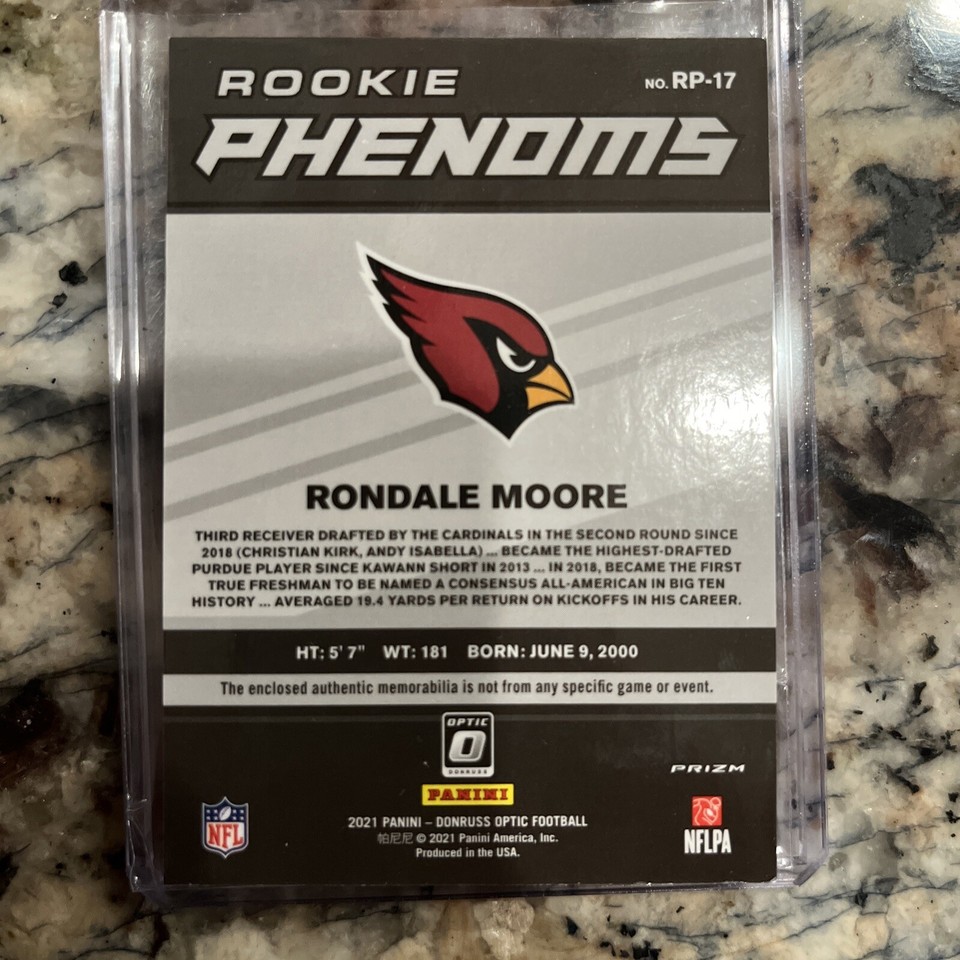 2021 Donruss Optic Rondale Moore Rookie RC Phenoms Hyper Blue SP Patch ...