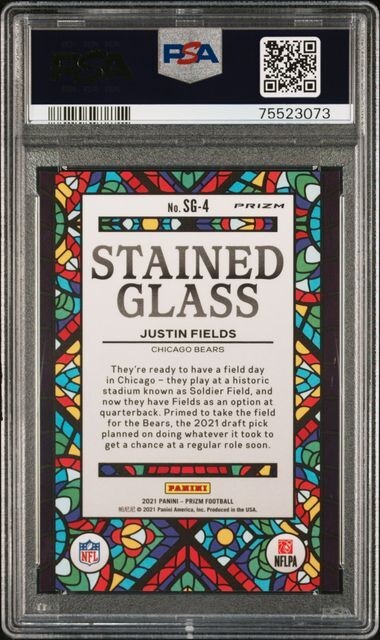 PSA 9 Justin Fields 2021 Stained Glass Prizm RC Bears SSP LOW POP only ...