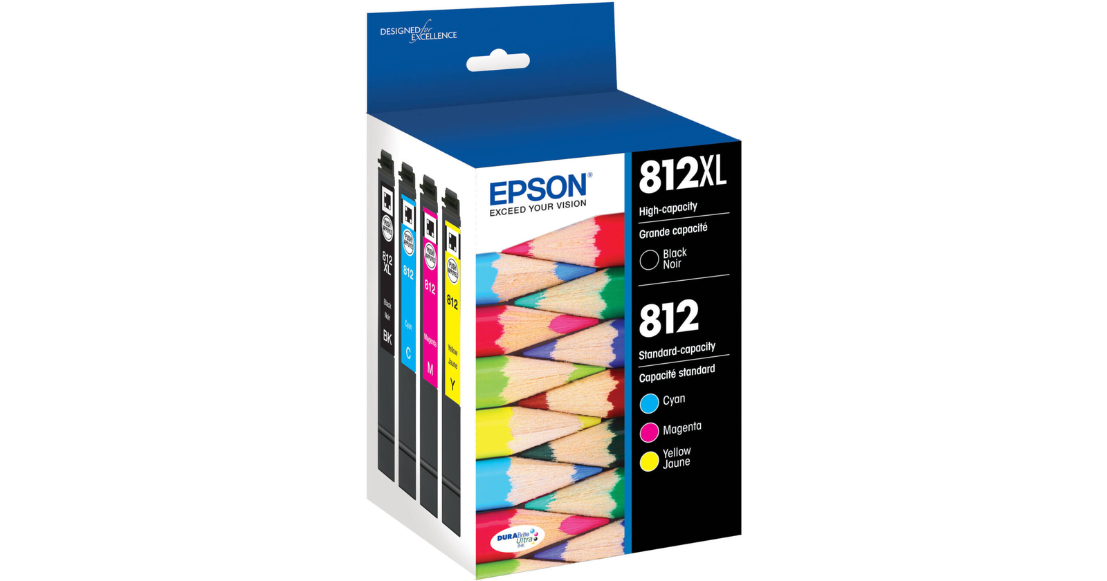 Epson T812XL Black with T812 Color 3-Pack (C/M/Y) Ink Cartridges ...