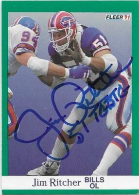 JIM RITCHER Autographed Signed 1991 Fleer Football card #9 Buffalo ...