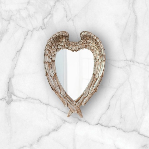 Large Antiqued Silver Angel Wings Mirror Vintage Ornate Heart Wall ...