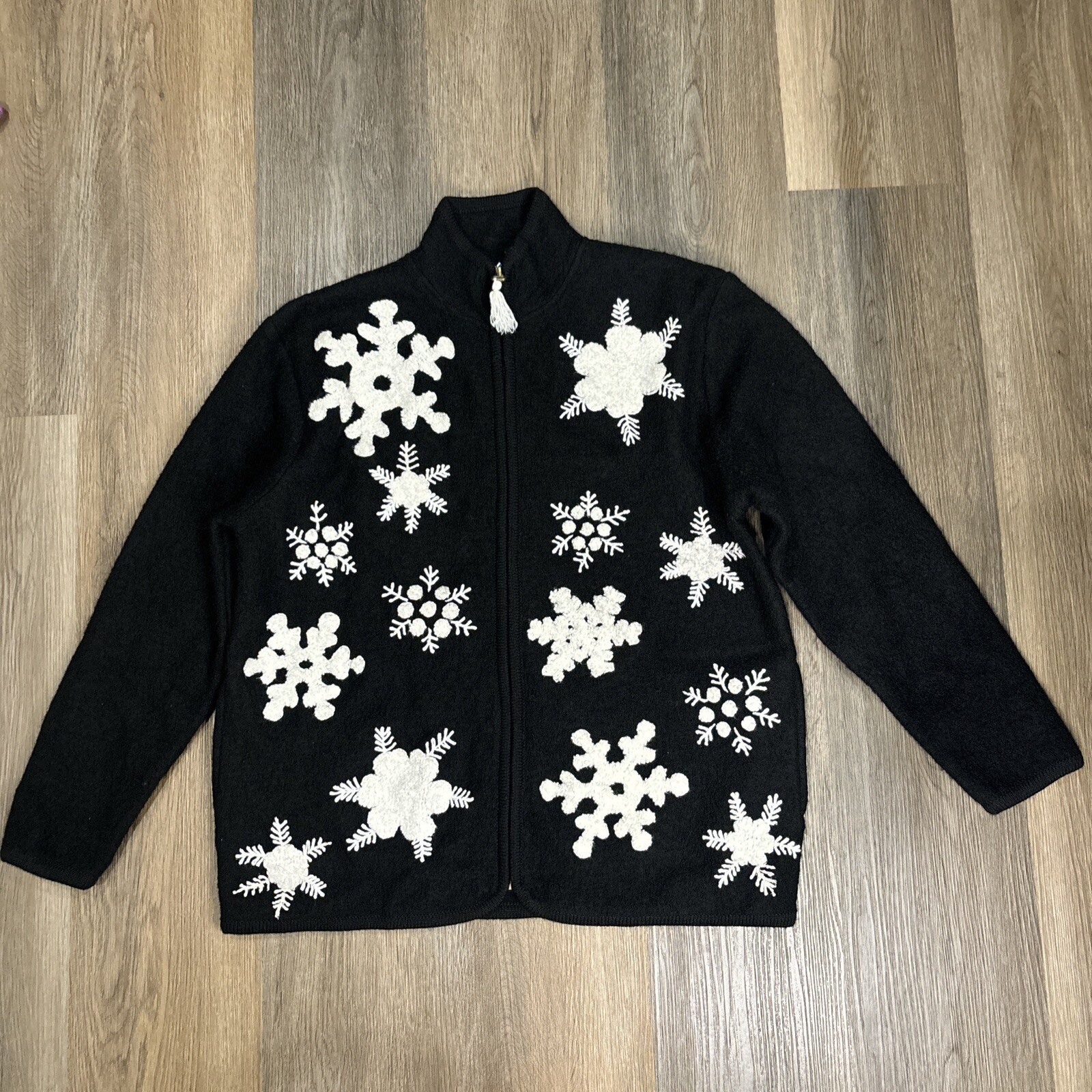 Lisa International Sweater Women Medium Black Boiled … - Gem