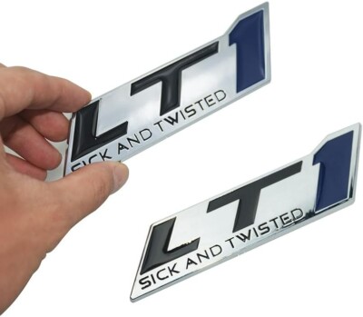 2Pc LT1 Sick and Twisted Emblem Engine Badge Car Dash Fender Trunk ...