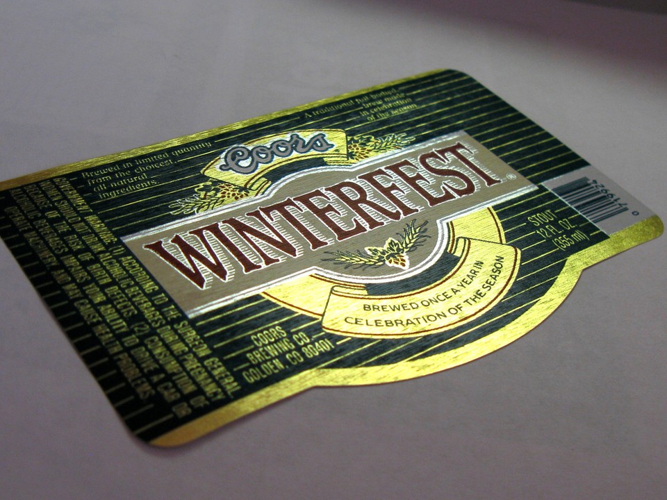 Coors Brewing Co COORS WINTERFEST STOUT green foil beer label CO 12oz ...