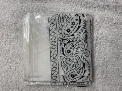 White Raylarnia Paisley Cowboy Bandana Cotton 22 x 22 inch - Ships Same ...