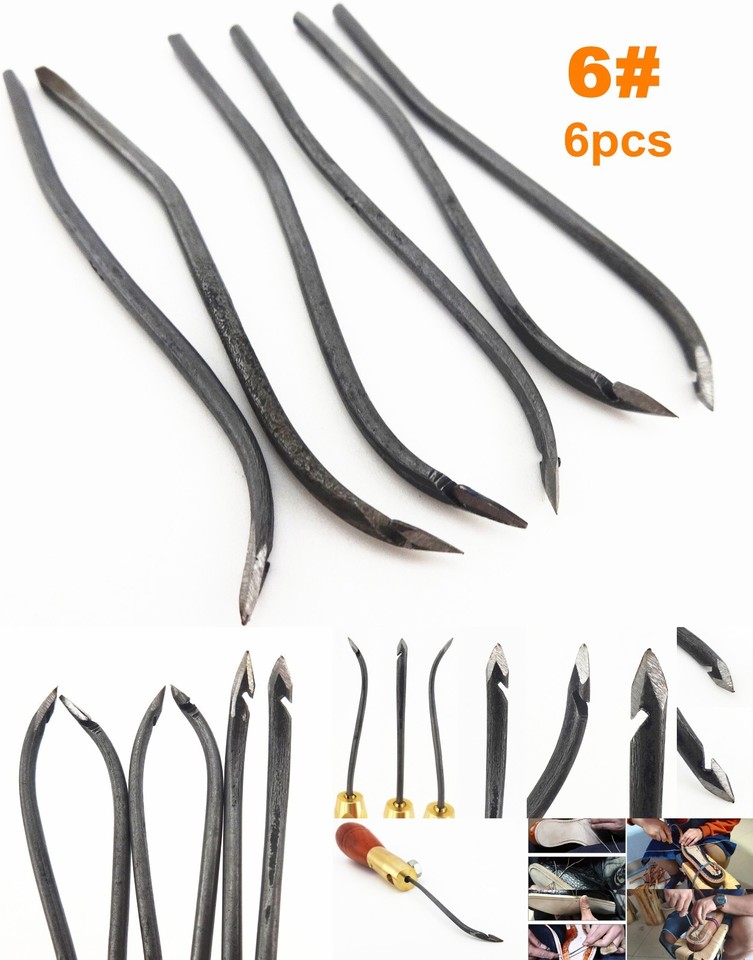 6pc 6# Leather Craft Shoemaker Cobbler Sewing Stitching Hook Awl Needle ...