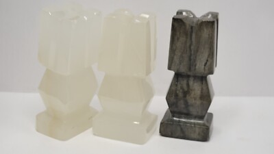 1 Gray Marble or Onyx Stone, 2 white quartz ROOK ROOKS Chess Pieces 3 3 ...