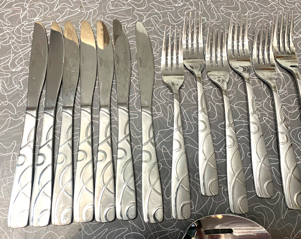 23 pc Cambridge Conquest Stainless Flatware set knife fork spoons ...