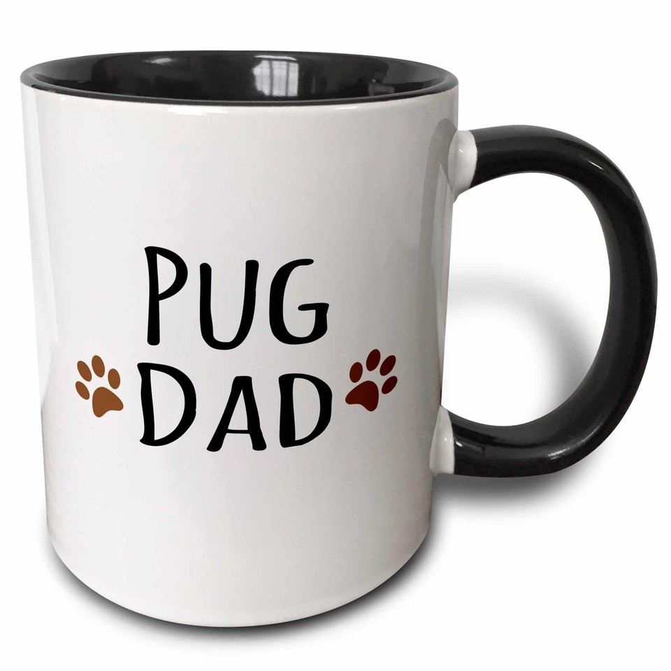 3dRose Pug Dog Dad - Doggie by breed - muddy brown paw prints - doggy ...