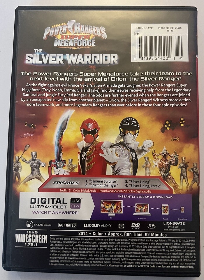 Saban’s Power Rangers Super Megaforce: The Silver Warrior (DVD ...