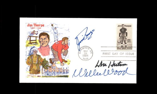 Willie Wood Don Hutson Jim Ringo JSA Signed 1984 First Day Cover Cache ...