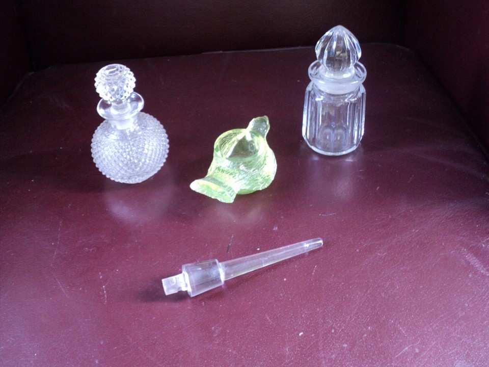 Lot of 2 Small Vintage Glass Bottles 1 Dabber & 1 Salt Dish | eBay