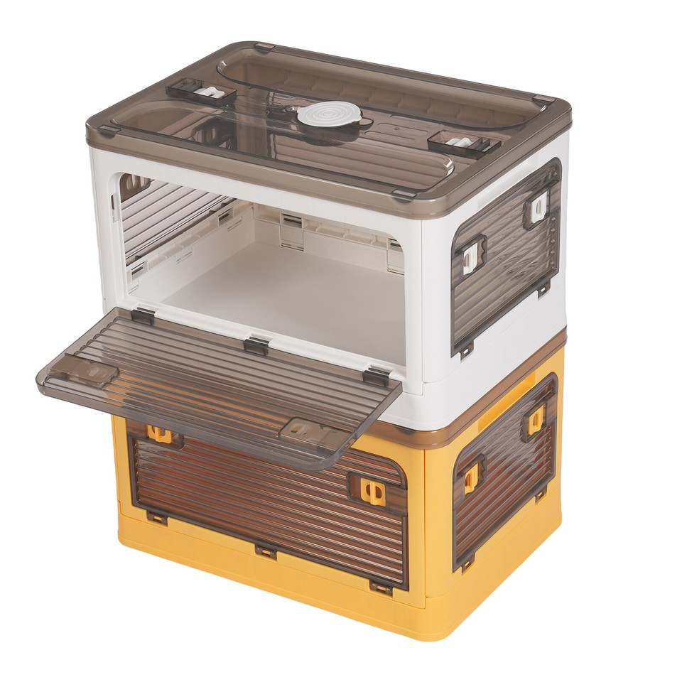 Foldable Plastic Storage Bin, Stackable Storage Box, Storage Box Yellow ...