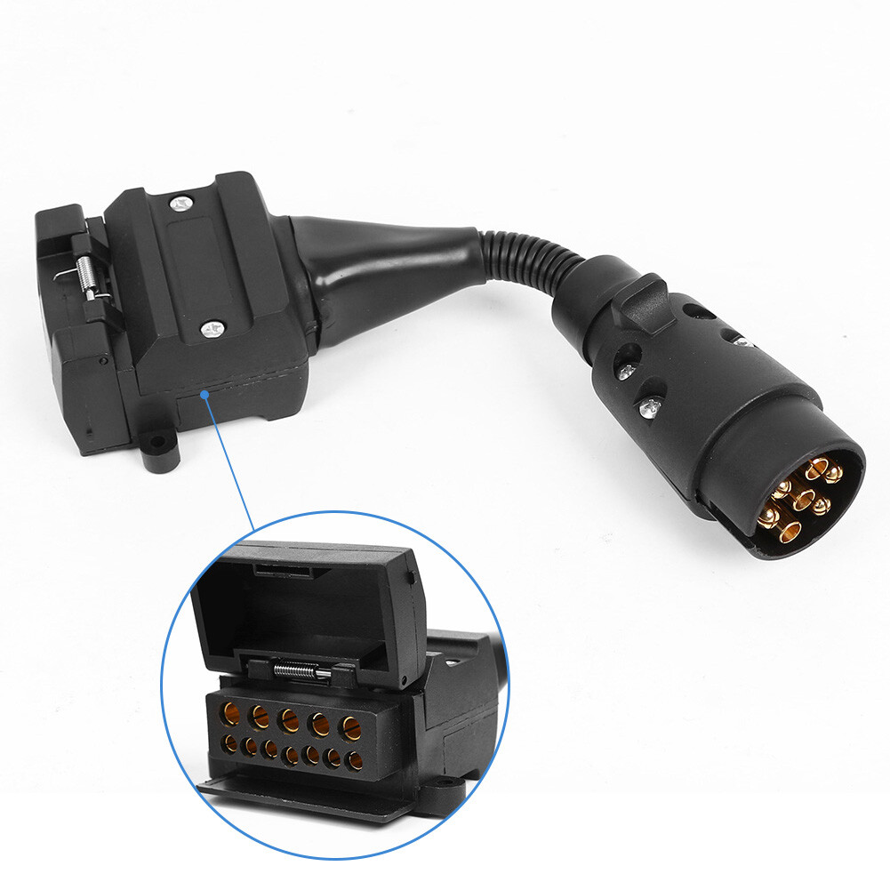 2X 7 Pin Round Male Plug to 12 Pin Female flat Caravan CAR Trailer ...