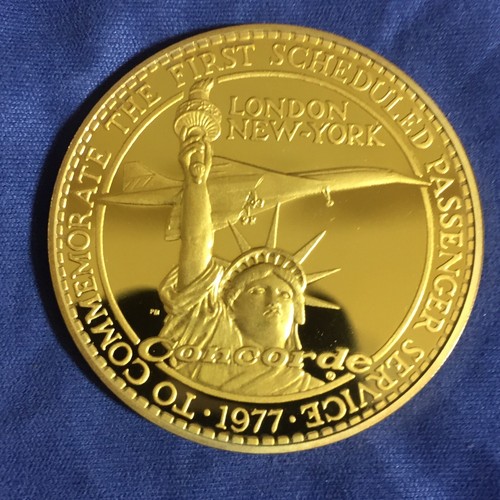 Concorde Pobjoy First Flight London-New York JFK 1977 Coin ltd ed gold ...