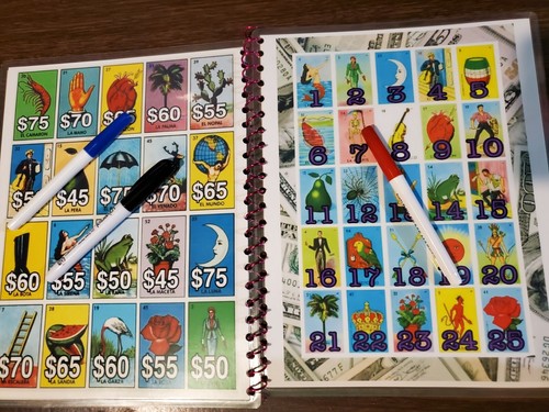 LOTERIA Game Raffle Sheets Laminated Notebook Numbers Name BINGO RIFAS ...