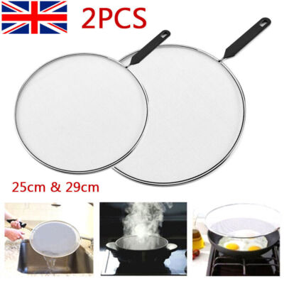 2x Mesh Metal Wired Splatter Guard Anti-splash Cover Screen For Frying ...