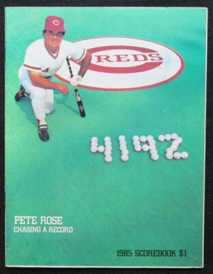 1985 Cincinnati Reds Official Scorebook Pete Rose 4192 Chasing a Record ...
